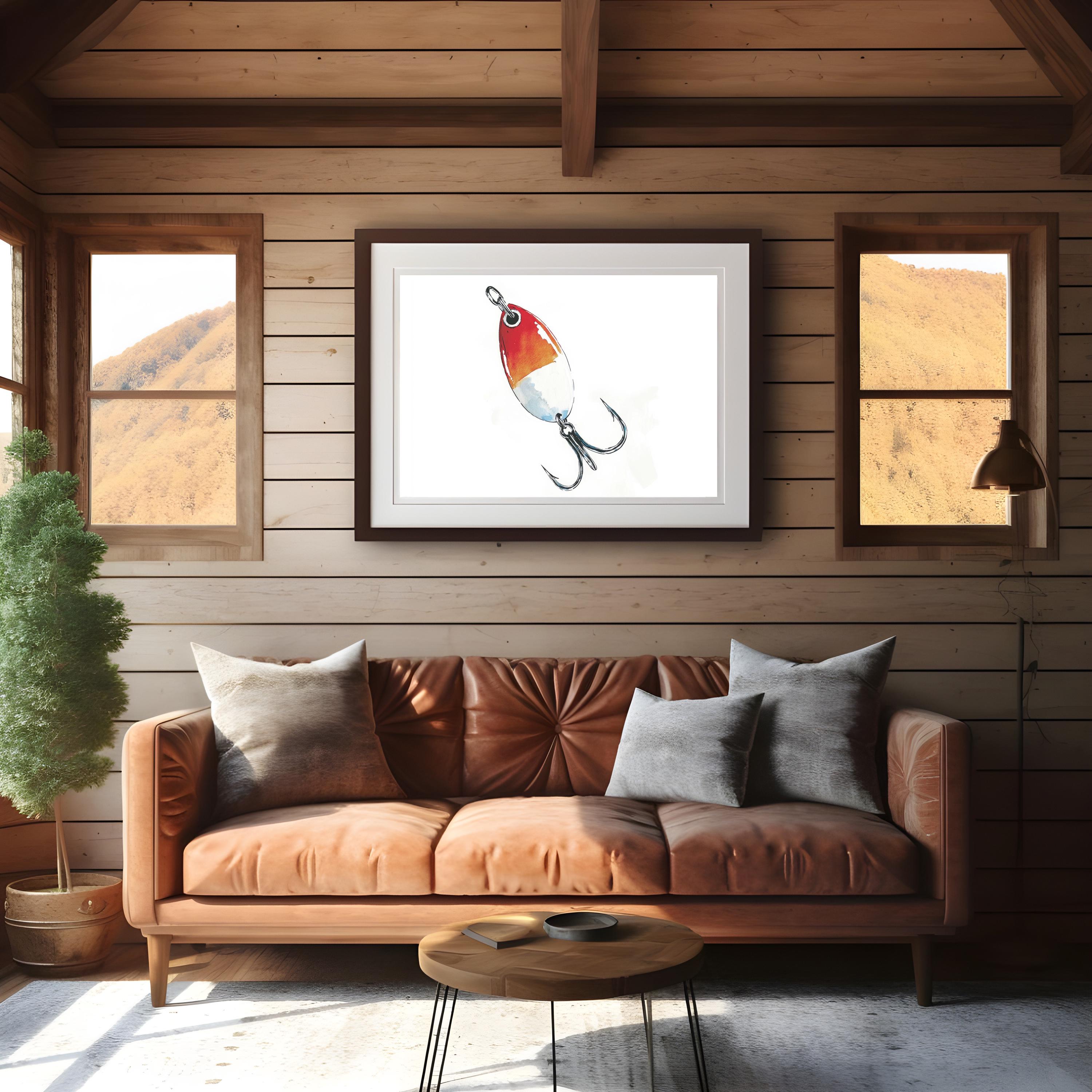 Red Devil Spoon Lure Watercolor Art Print, Fishing Decor for Outdoor ...