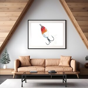 Red Devil Spoon Lure Watercolor Art Print, Fishing Decor for Outdoor ...