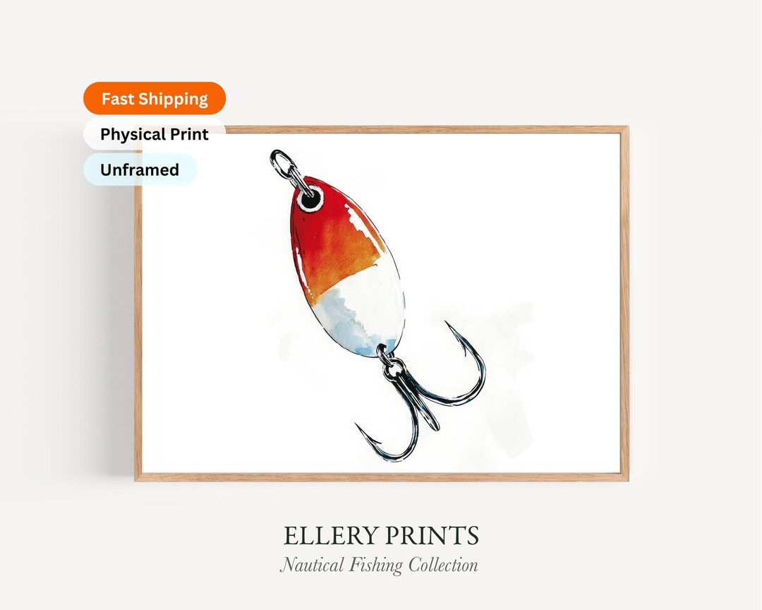 Red Devil Spoon Lure Watercolor Art Print, Fishing Decor for Outdoor ...