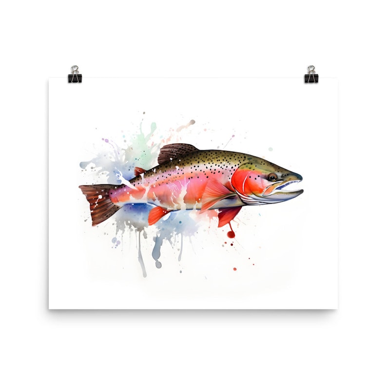 Rainbow Trout Painting, Fish Poster, Cabin Decor, Gift for Fisherman ...