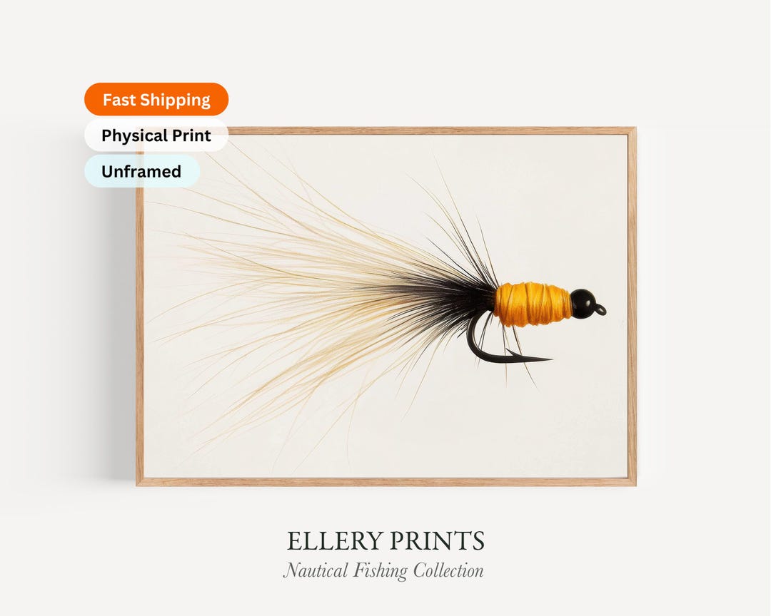 Fly Fishing Art Print Woolly Bugger, Trout Fishing Lure Painting ...