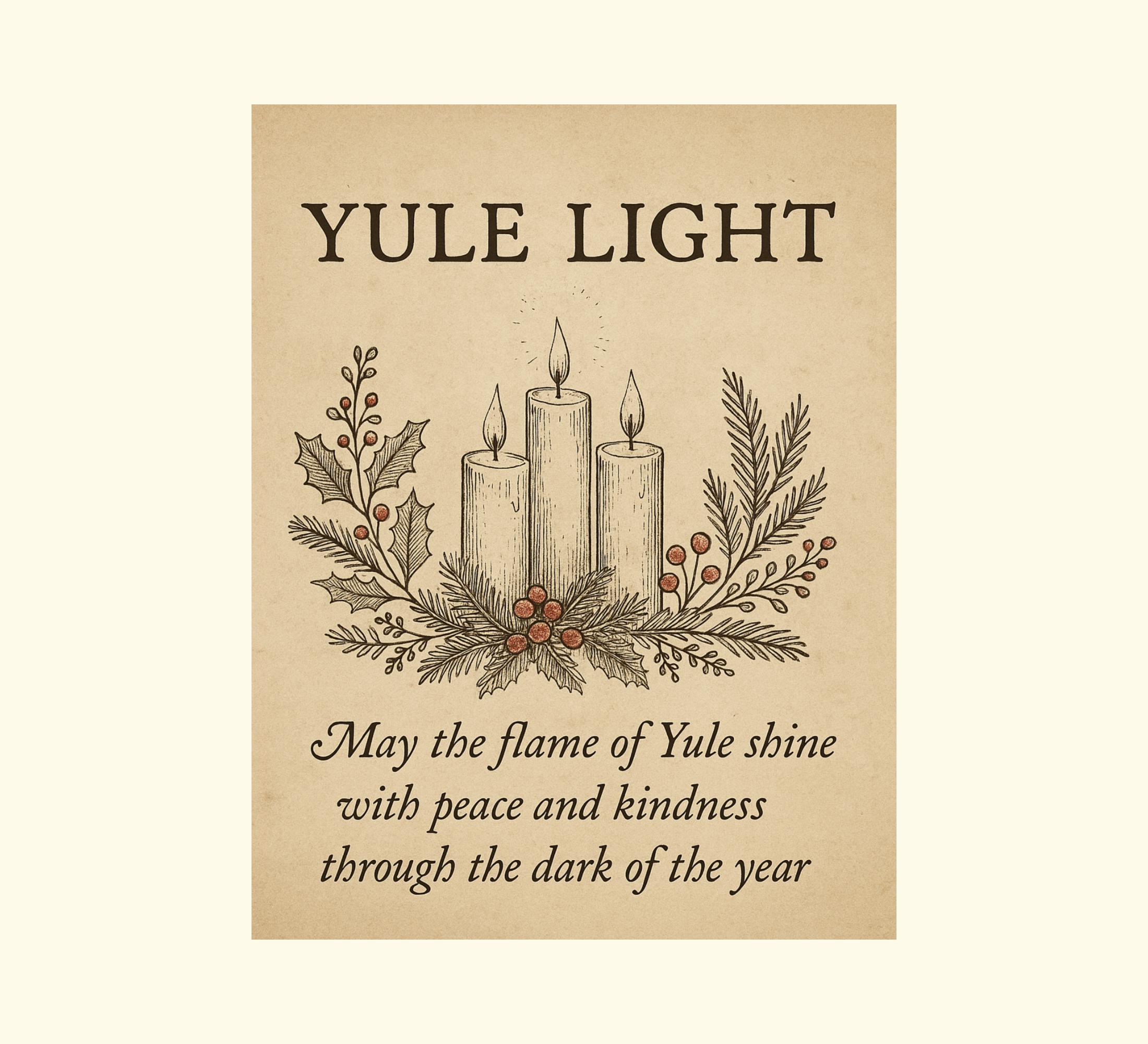 Yule Light Printable Wall Art - Winter Solstice Candle Blessing - 4 Jpg ...