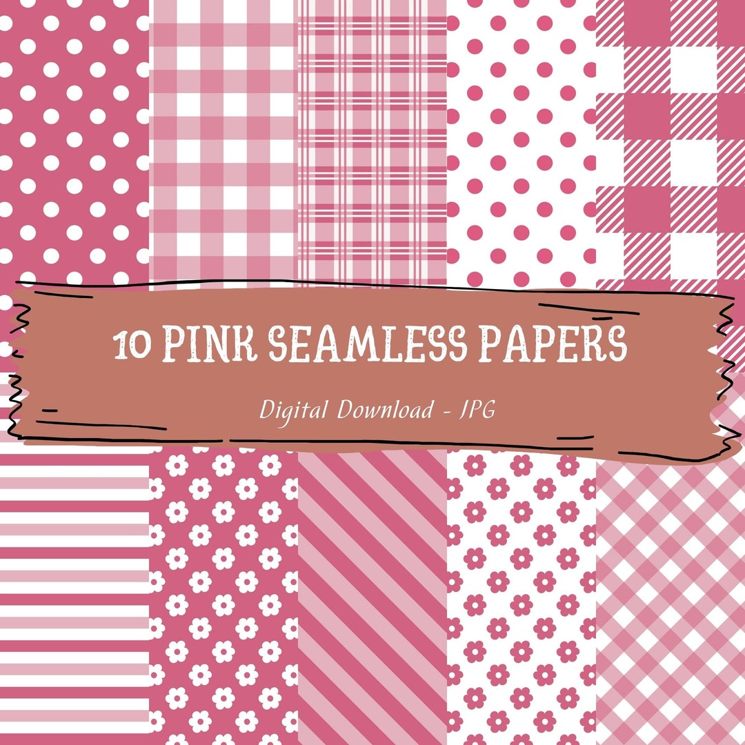 Pink Gingham & Polka Dot Seamless Paper: Scrapbook Designs (digital ...