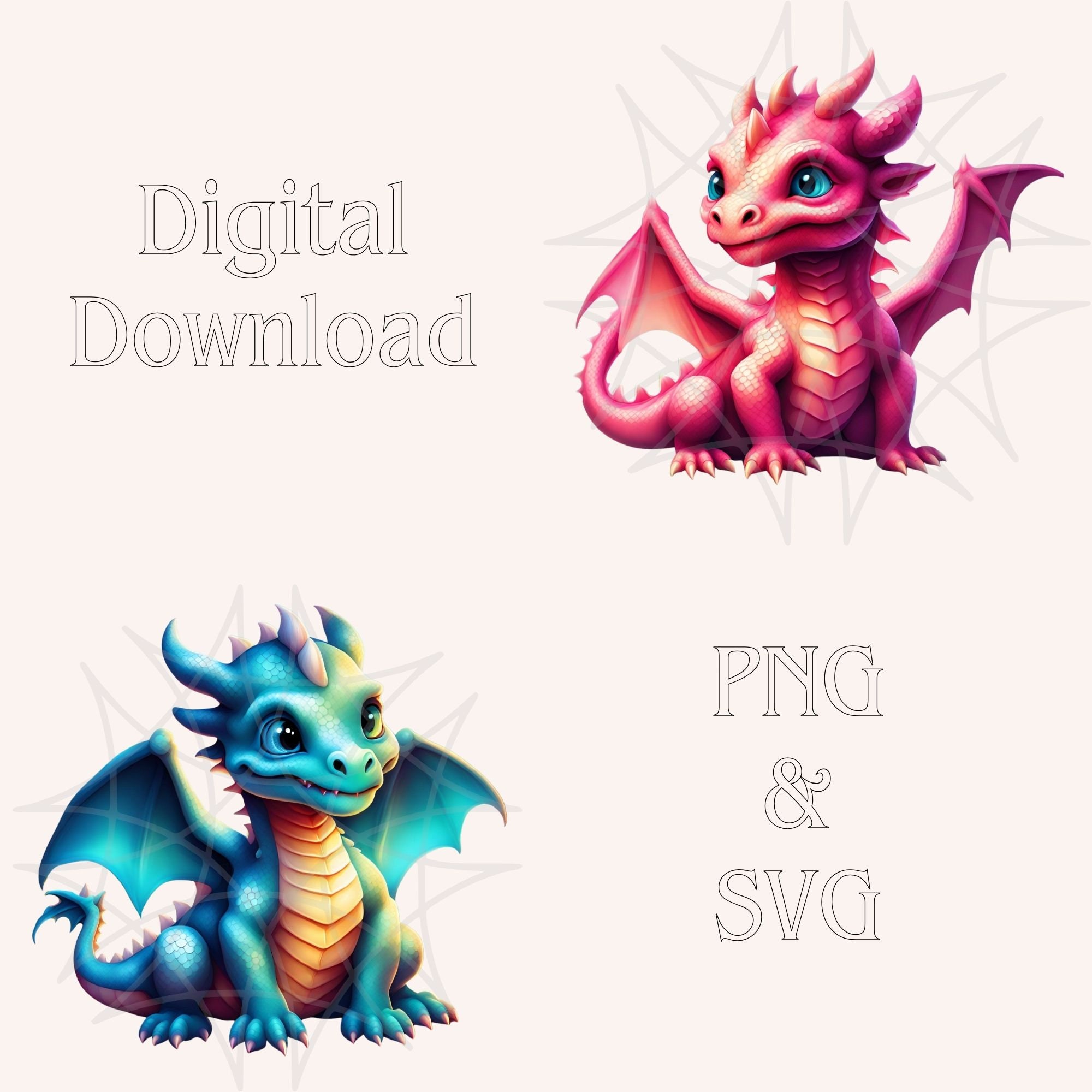 Cute Baby Dragon Clipart Bundle, Dragon Printable Clipart, Baby Dragon ...