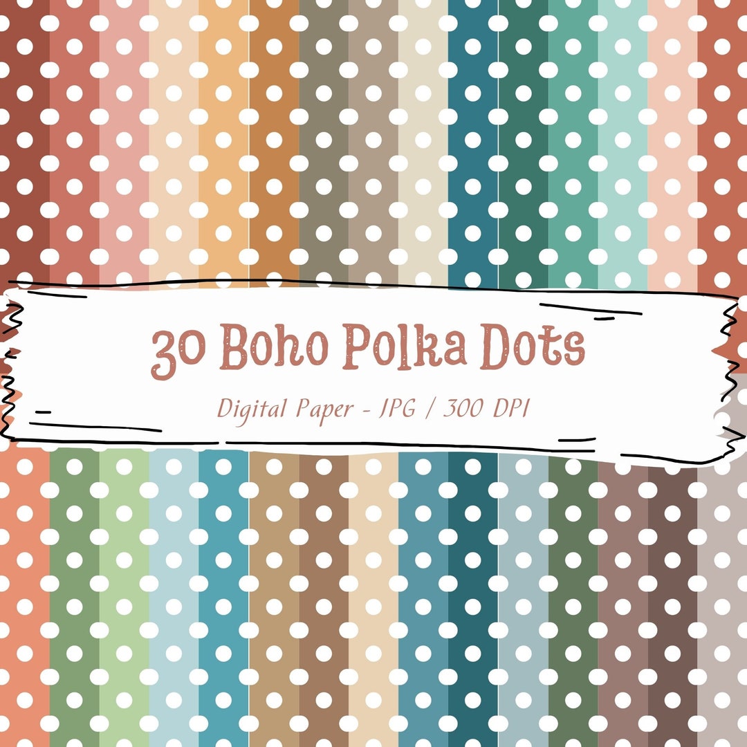 30 Polka Dot Papers With Boho Colors, Boho Colored Digital Paper, Polka ...
