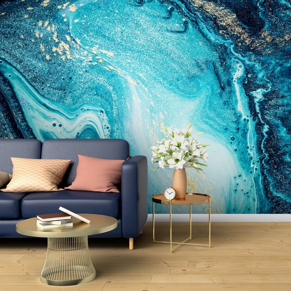 Blue Marble Wallpaper - Etsy