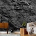 Rock Wallpaper, 3D Stone Texture Wall Mural, Dark Realistic Peel and ...
