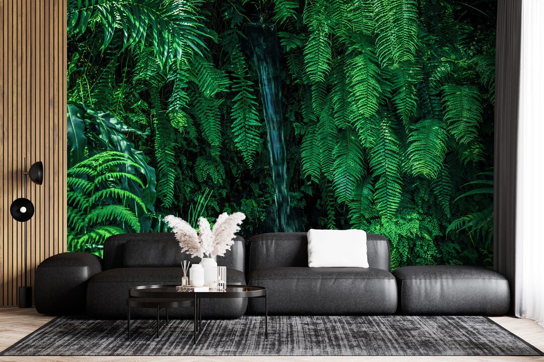 Tropical Forest Wallpaper, Green Leaves Wall Mural, Rain Forest Peel ...