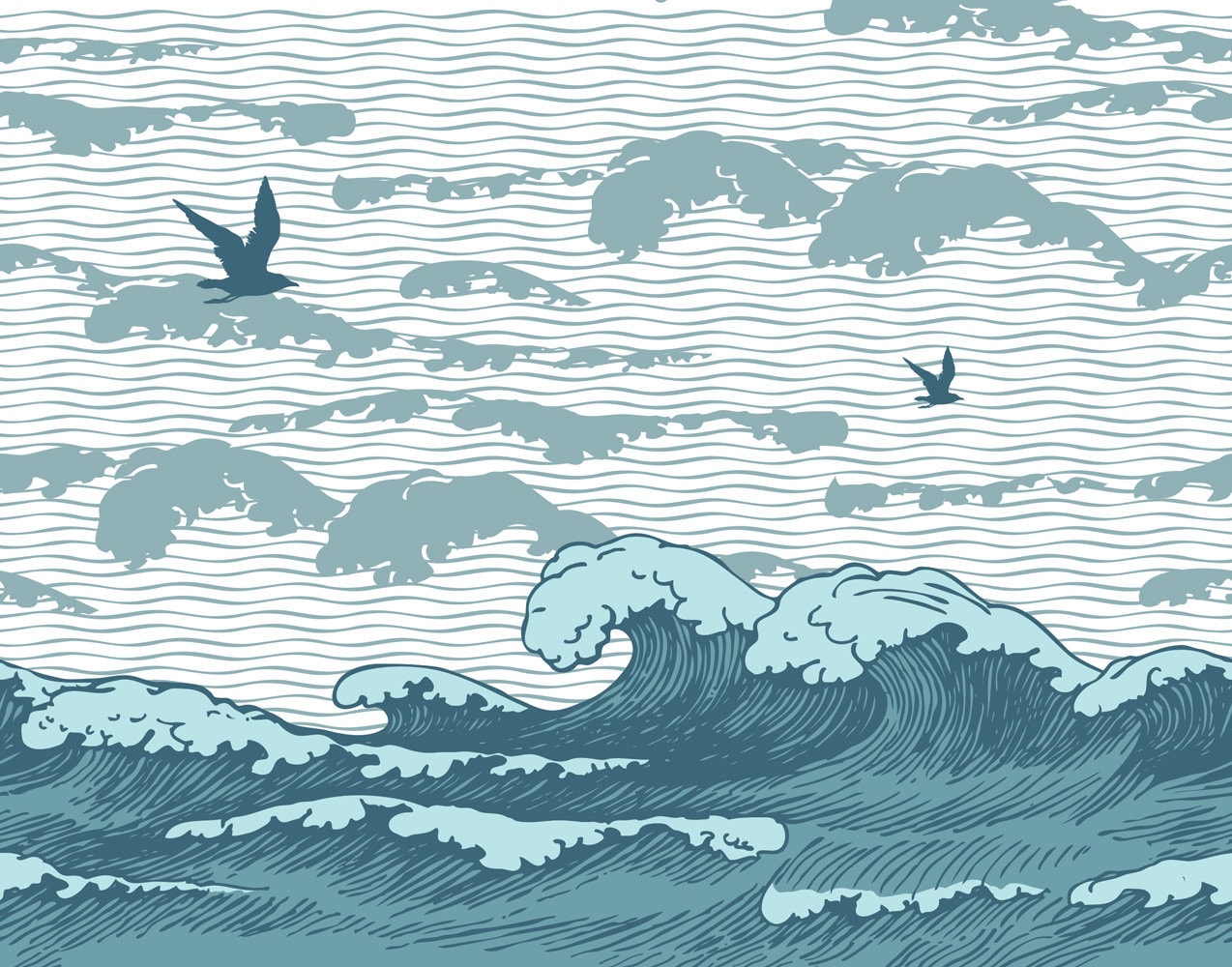 Chinese Waves Wallpaper Sea Kids Room Wall Mural Ocean Wave - Etsy