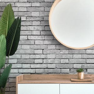 White Brick Wallpaper 3D Stone Texture Wall Mural, Aged Brick Peel and ...