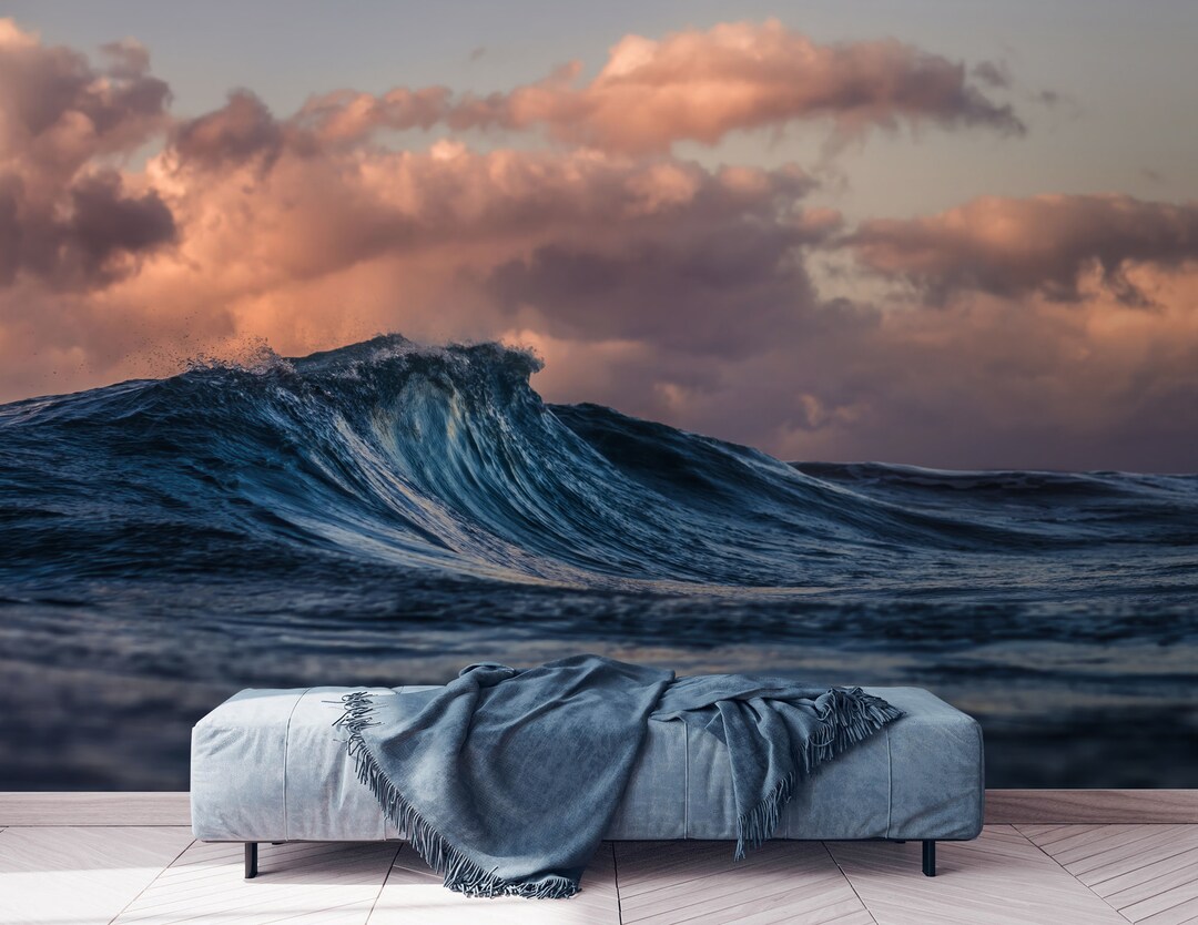 Sea Wallpaper Ocean Wave Wall Mural Dark Nature Peel and Stick ...
