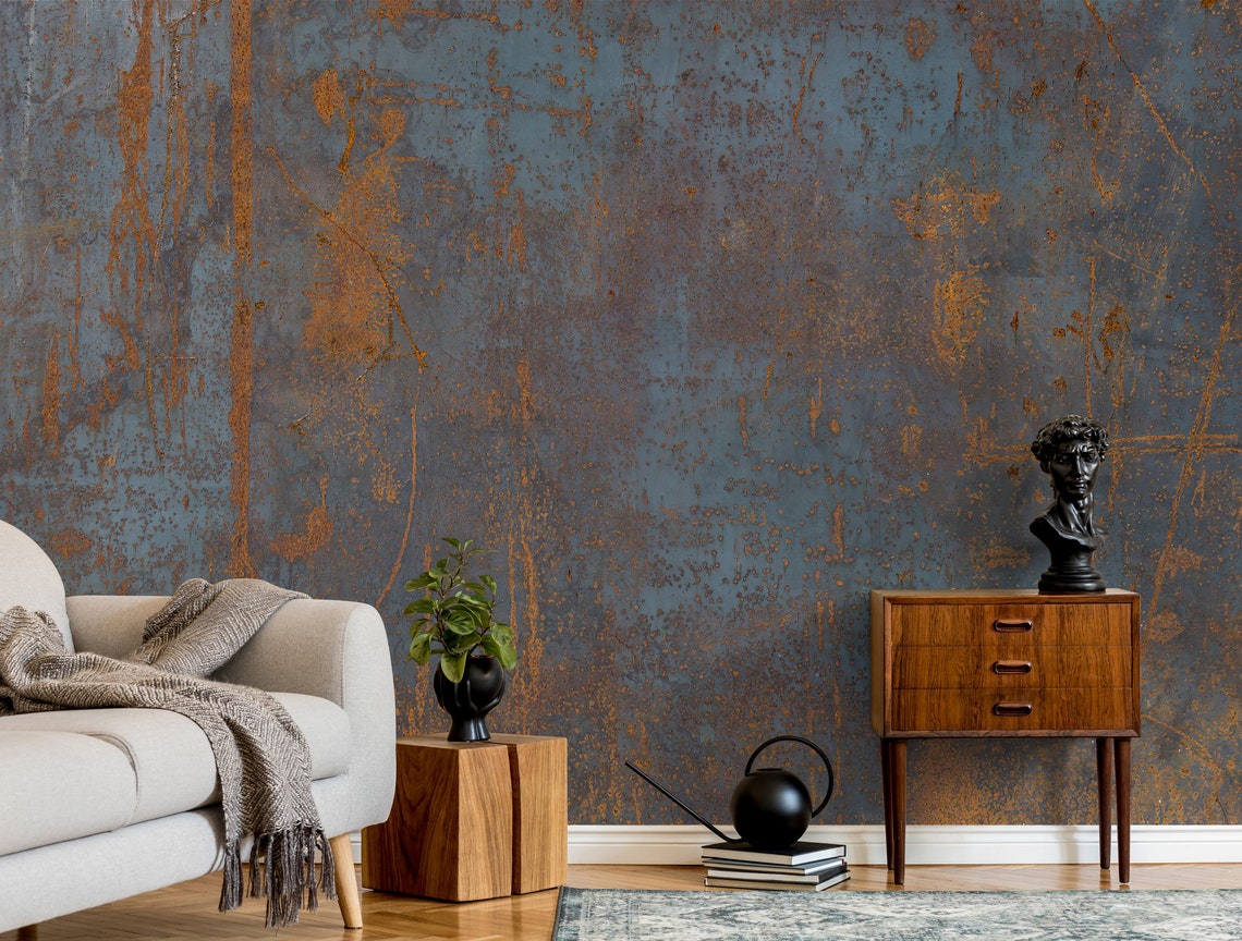 Rusty Metal Wallpaper, Rust Wall Mural, Metal Industrial Peel and Stick ...