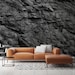 Rock Wallpaper, 3D Stone Texture Wall Mural, Dark Realistic Peel and ...