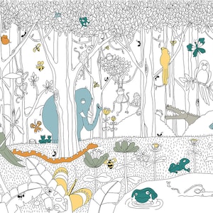 Coloring Wallpaper, Paintable Wall Mural, Drawable Kids Room Peel and ...