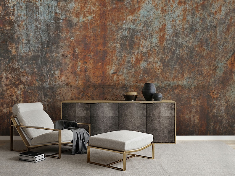 Rusty Metal Wallpaper, Rust Wall Mural, Metal Peel and Stick Wallpaper ...