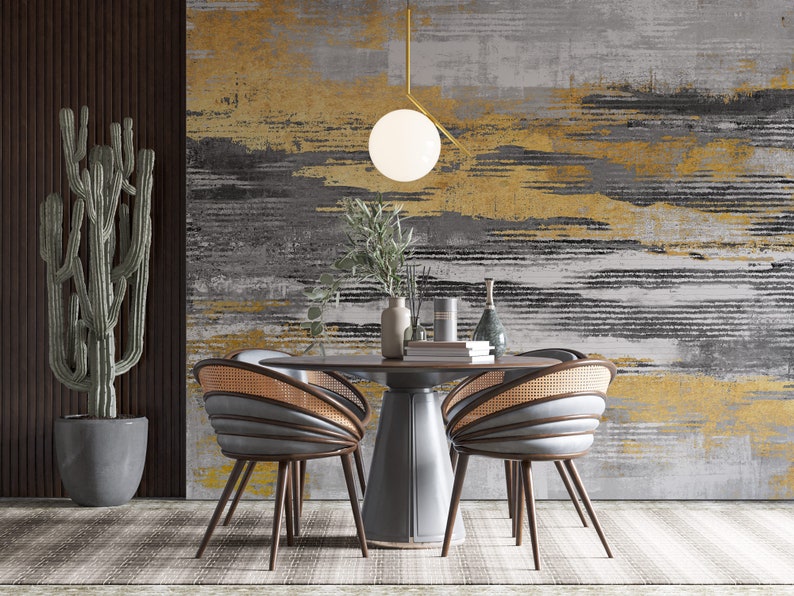 Gold Old Wall Wallpaper, Concrete Wall Mural, Distressed Grunge Peel and Stick Wallpaper - Etsy