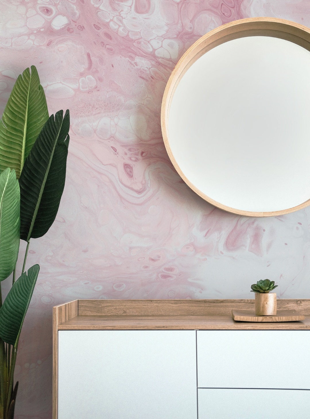 Pink Texture Wallpaper, Liquid Ink Wall Mural, Soft Pink Peel and Stick ...