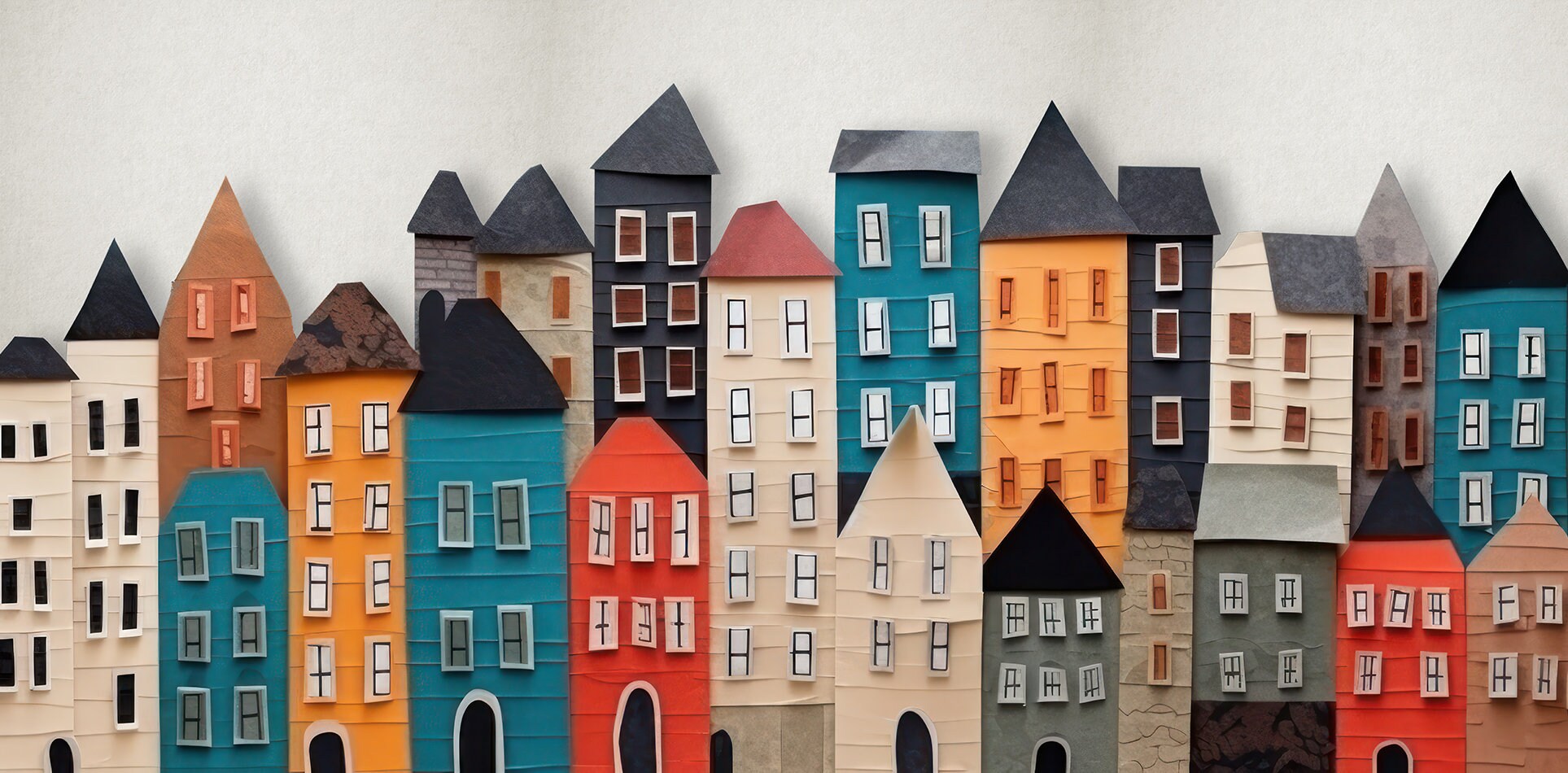 Town Kids Wallpaper Large Town Peel and Stick Wall Mural - Etsy