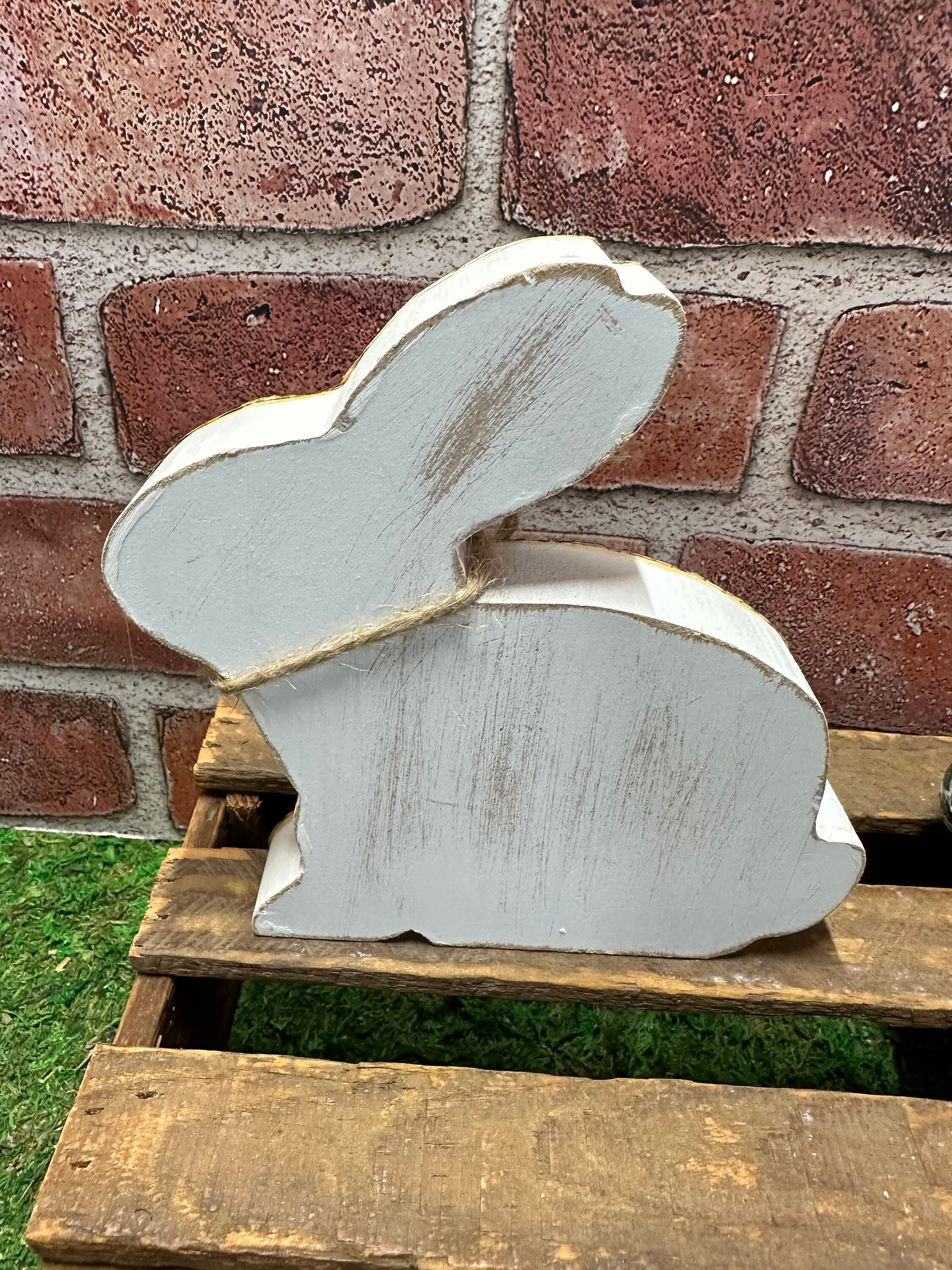 Decoupaged Wooden Bunny Shelf Sitter | Table Decoration | Mantle ...