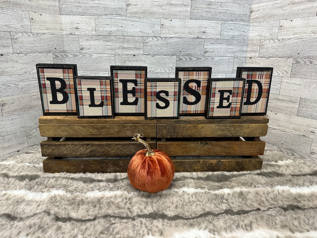 Blessed Word Blocks, Farmhouse, Wooden Blocks, Mantel Decor ...