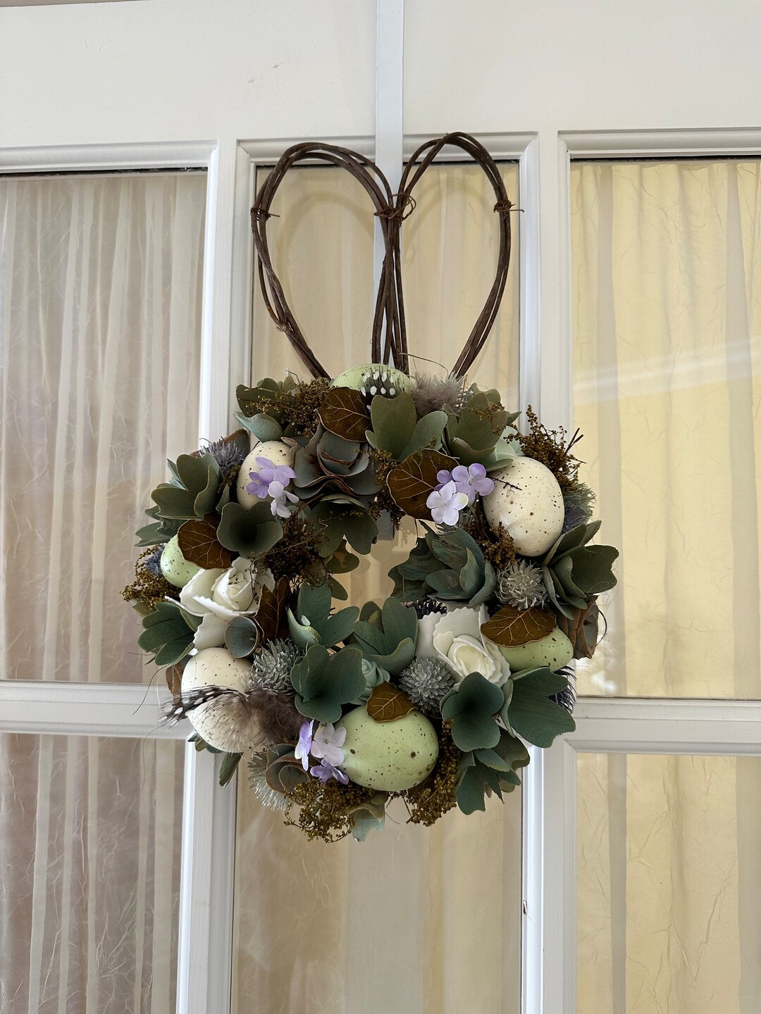 Spring/easter Grapevine Bunny Wreath | Farmhouse | Home Decor | Floral ...