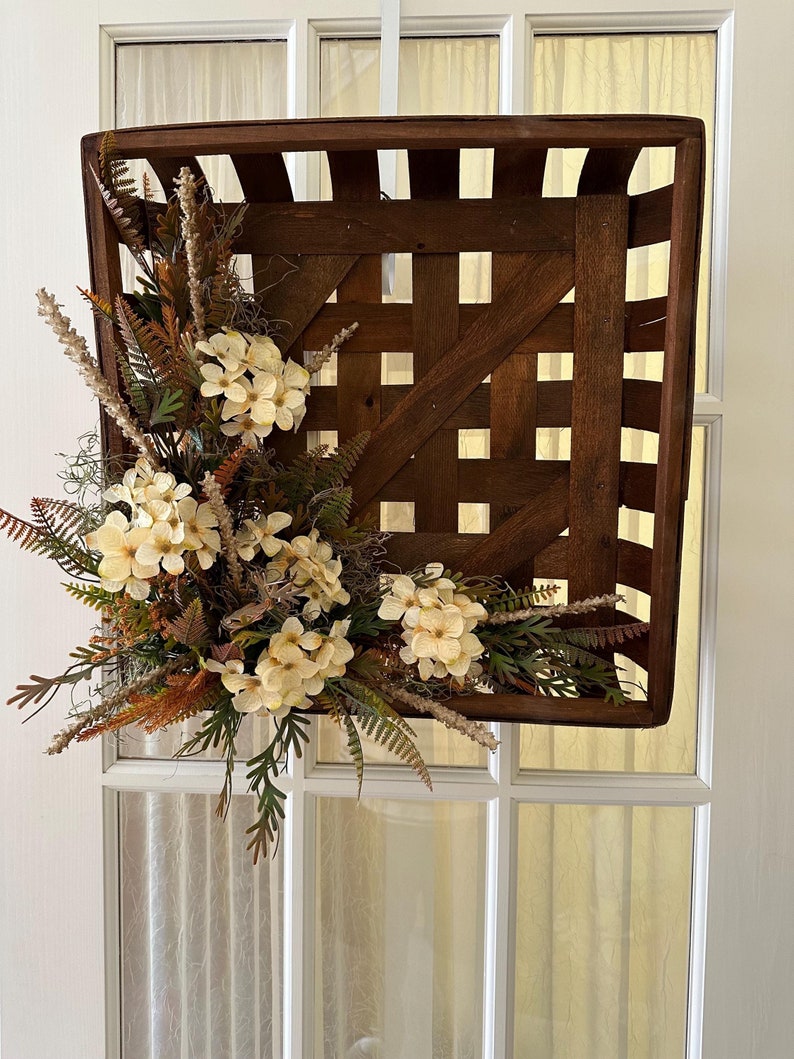 Farmhouse Fall Square Basket Wreath | Fall Wreath | Handmade | Home ...