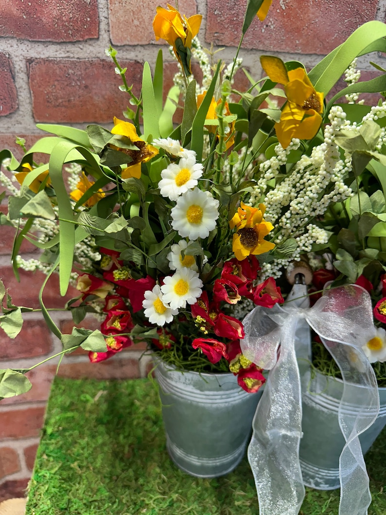 Spring Florals in Galvanized Bucket | Farmhouse | Home Decor | Floral ...