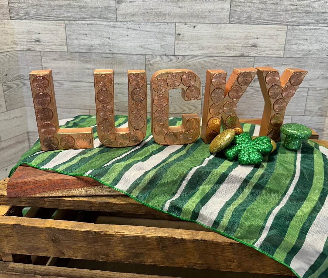 Lucky Penny Paper Mache Word Blocks | Saint Patrick's Day | Home Decor ...