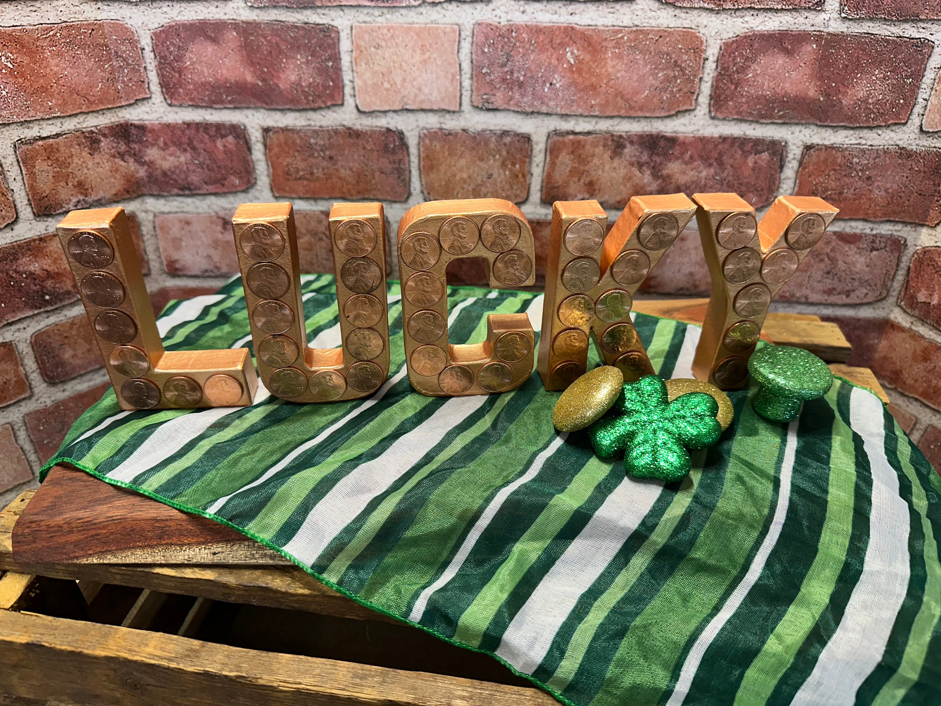 Lucky Penny Paper Mache Word Blocks | Saint Patrick's Day | Home Decor ...