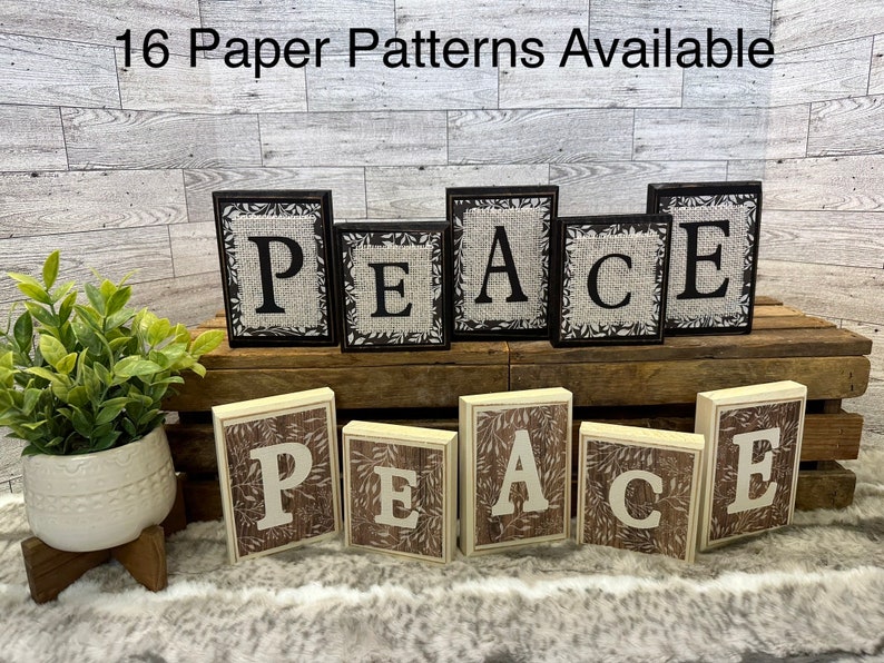 Peace Word Blocks, Farmhouse, Wooden Blocks, Mantel Decor, Personalized ...