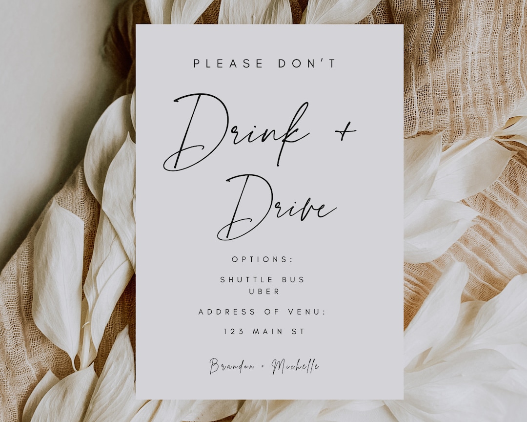 Don't Drink and Drive Sign Wedding Sign Drink and Drive - Etsy