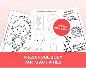 Parts of My Body Activity Busy Book Page for Preschool, Kindergarten ...