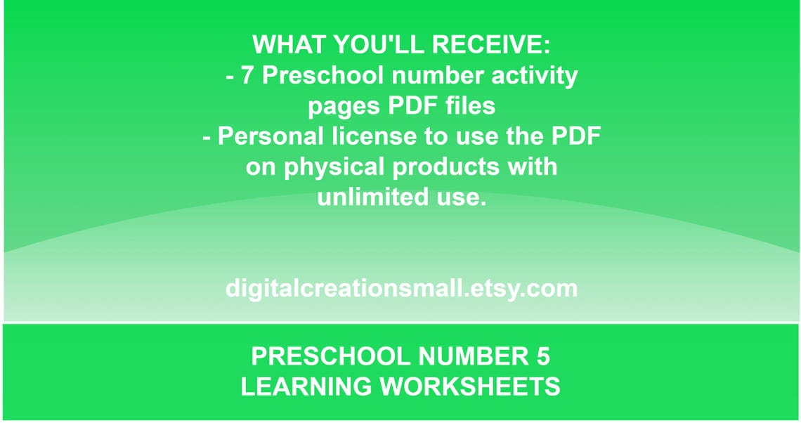 Preschool Number 5 Learning Worksheets | Learn Numbers | Printable ...