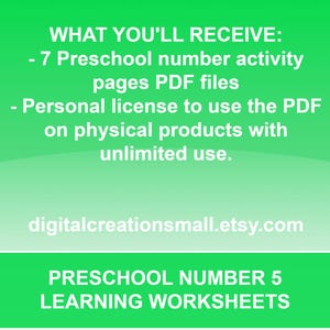 Preschool Number 5 Learning Worksheets | Learn Numbers | Printable ...