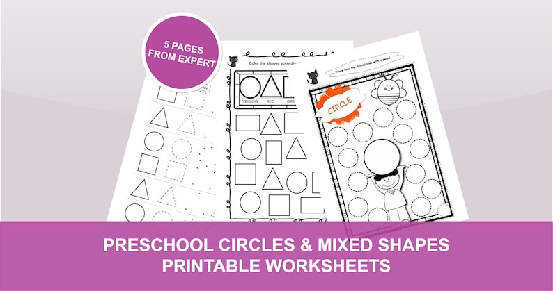 Preschool Circles & Mixed Shapes Printable Worksheets - Kindergarten ...