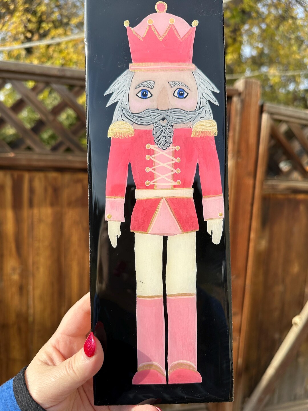 Nutcracker Acrylic Painting on 4x12 Wood Canvas | Resin Embellished ...