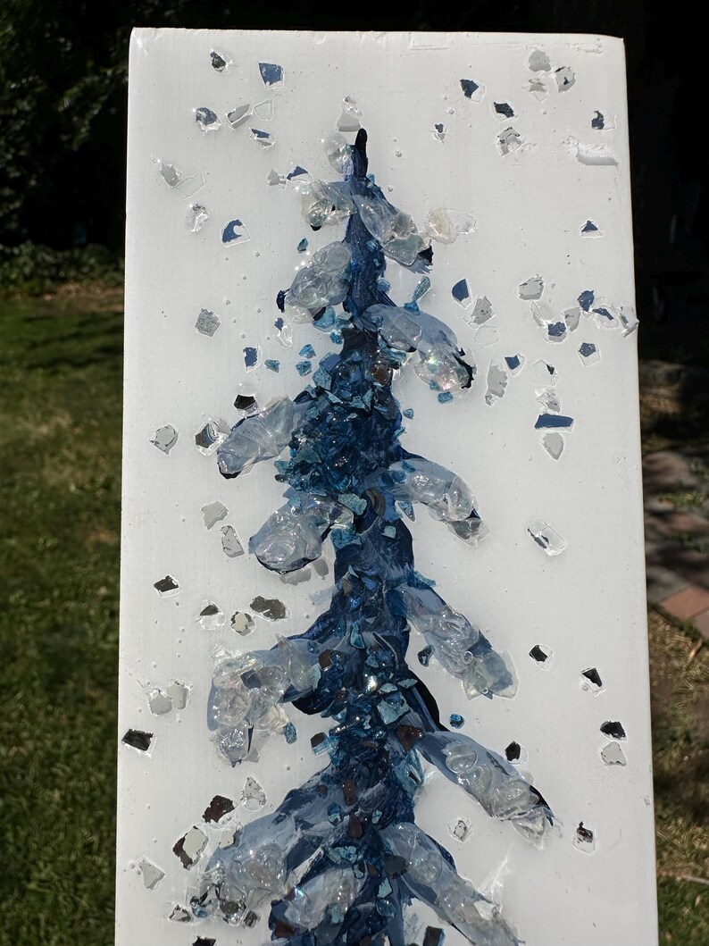 Winter Pine Tree Painting: Acrylic, Glass & Resin on Rustic Wood - Etsy
