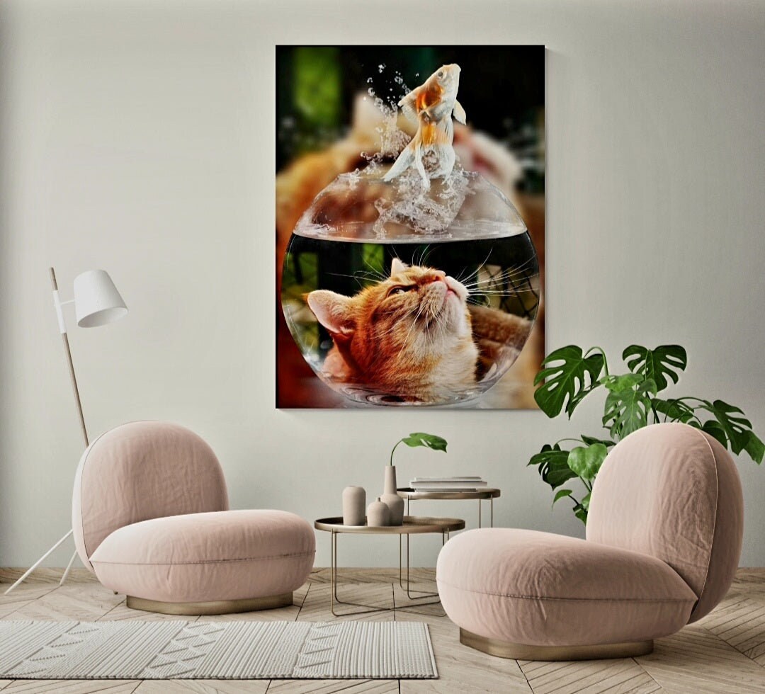 Fish and Cat Wall Art,poster Fish Print, Fish Printable, Coastal Decor ...