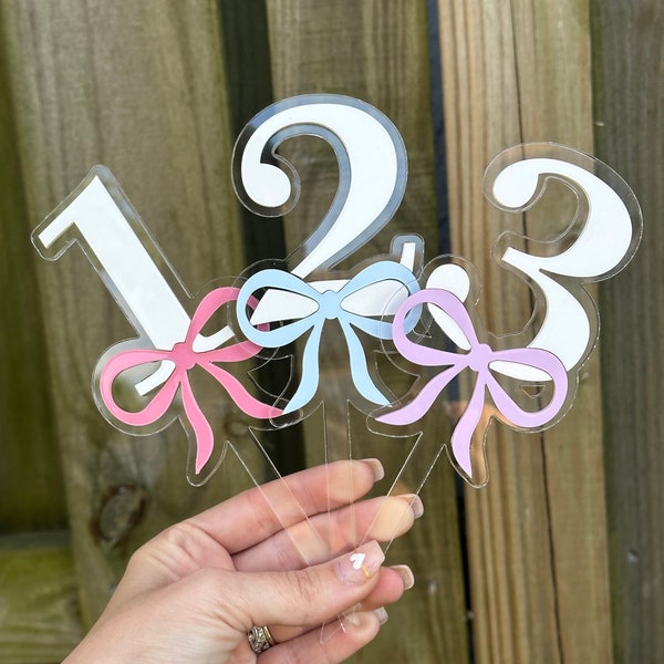 Bow Number Cake Topper - Etsy