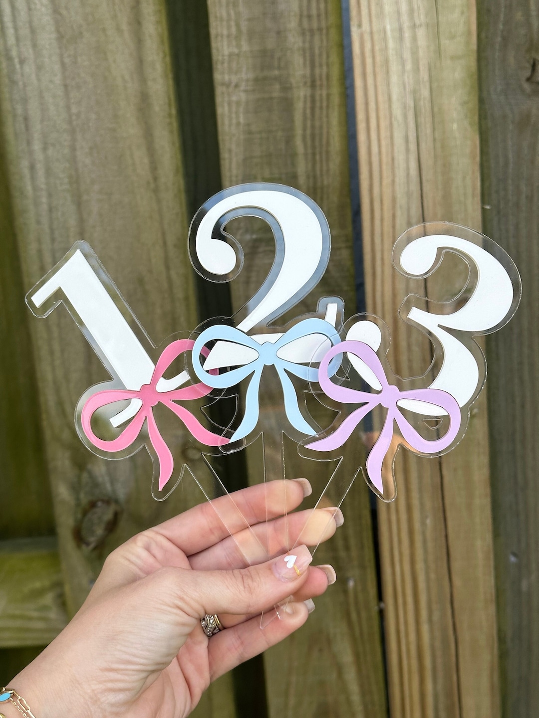Bow Number Cake Topper Bow Themed Birthday Decor Girls Birthday Cake ...
