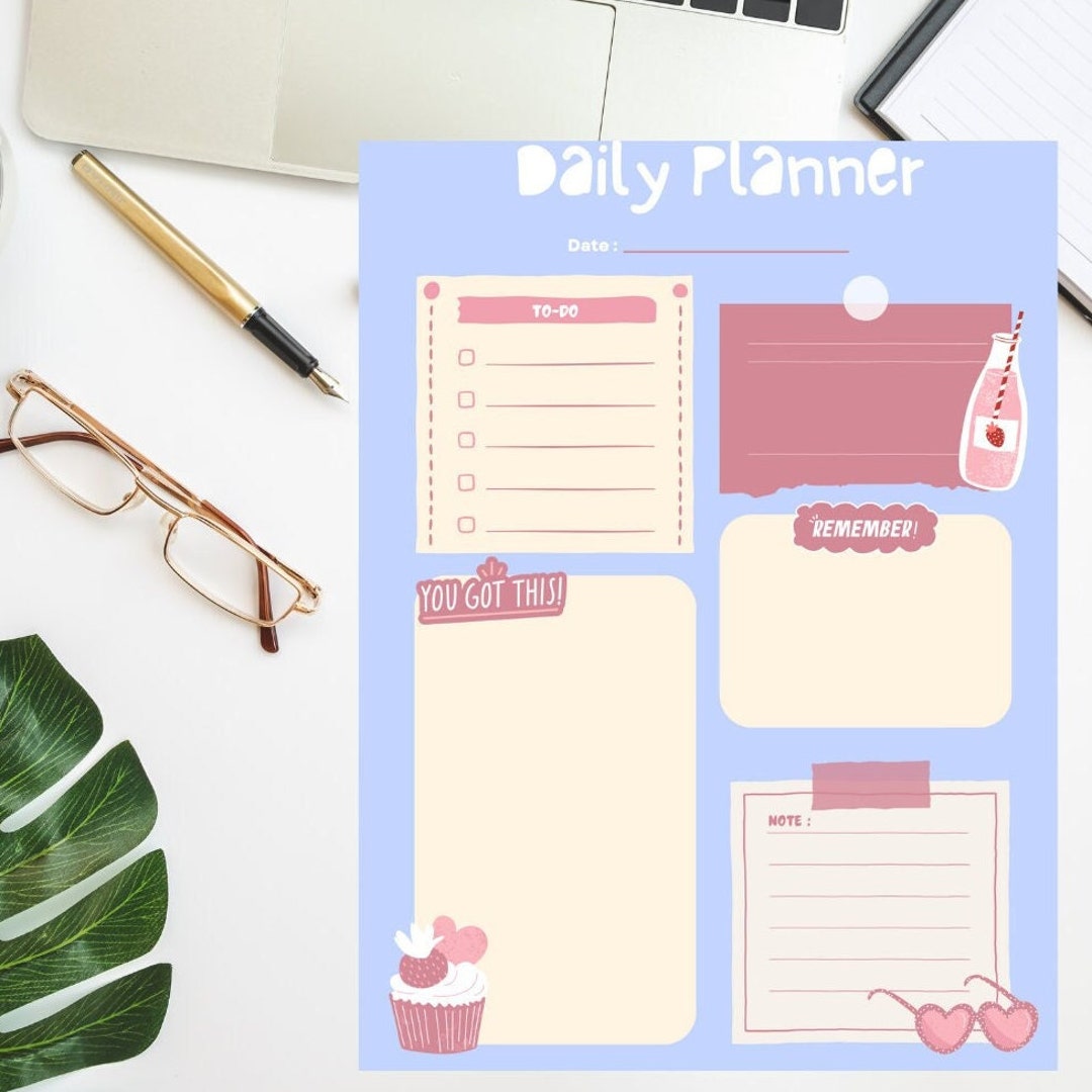 Daily Planner Printble Page Cute Kawaii - Etsy