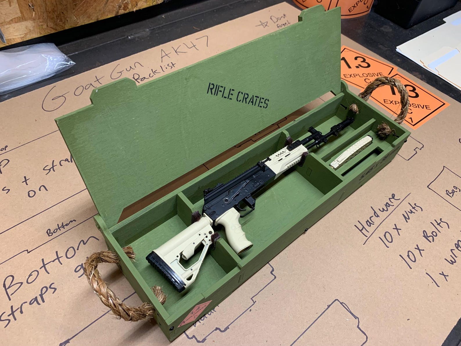 Riflecrates - Mini Wood Army Crate for Goatguns AK12 Model *no Gun ...