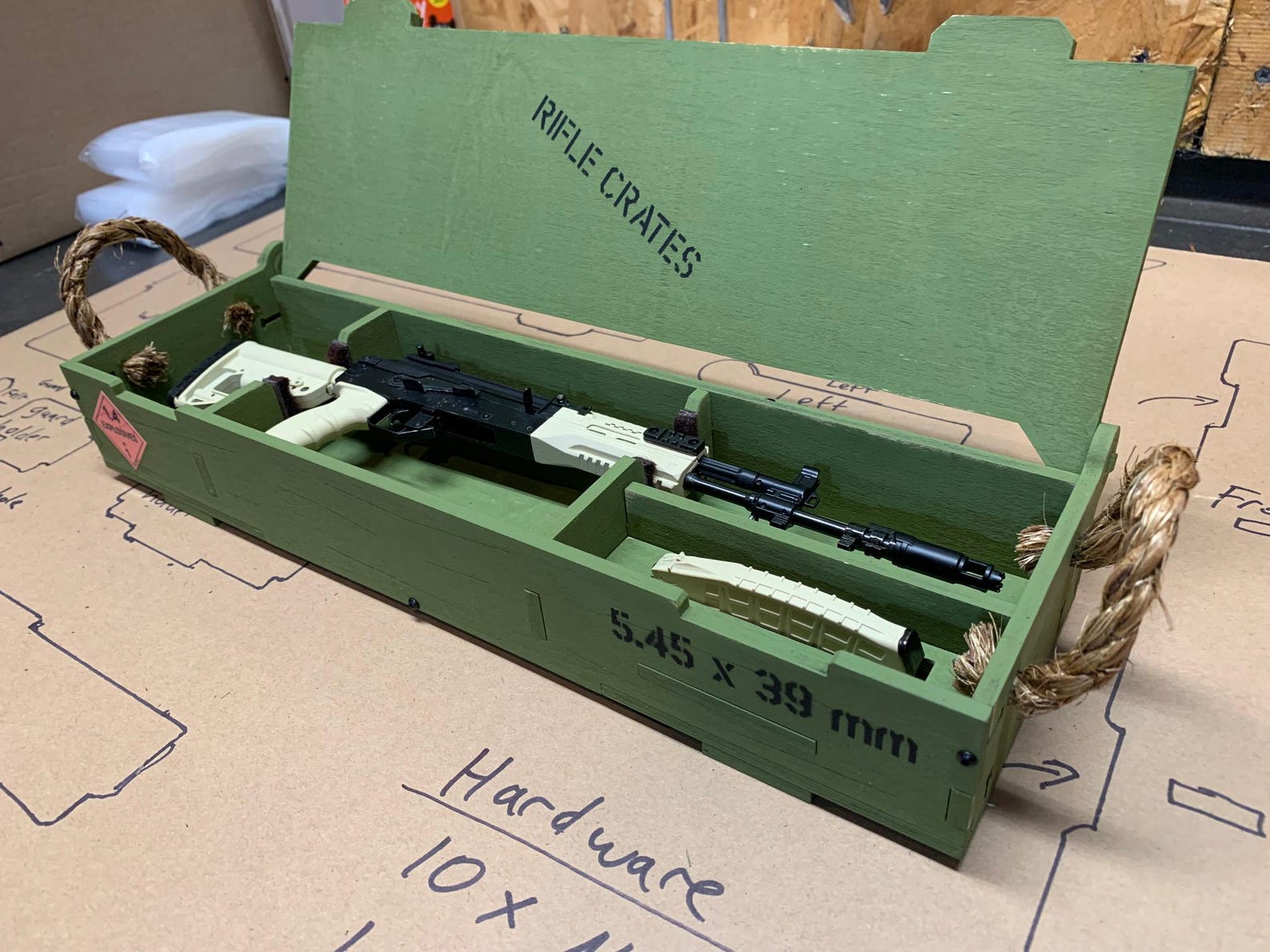 Riflecrates - Mini Wood Army Crate for Goatguns AK12 Model *no Gun ...