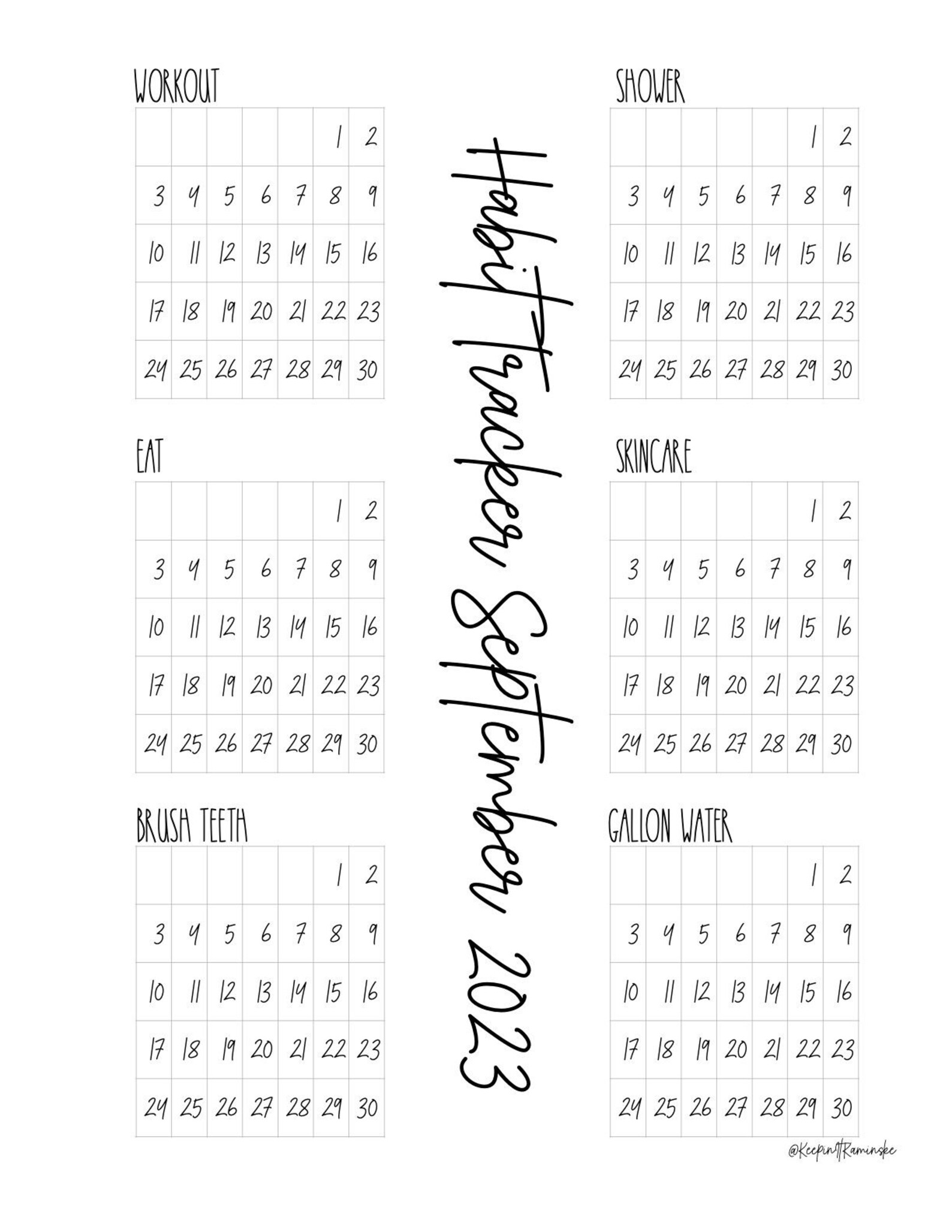 September Monthly Habit Tracker - Etsy