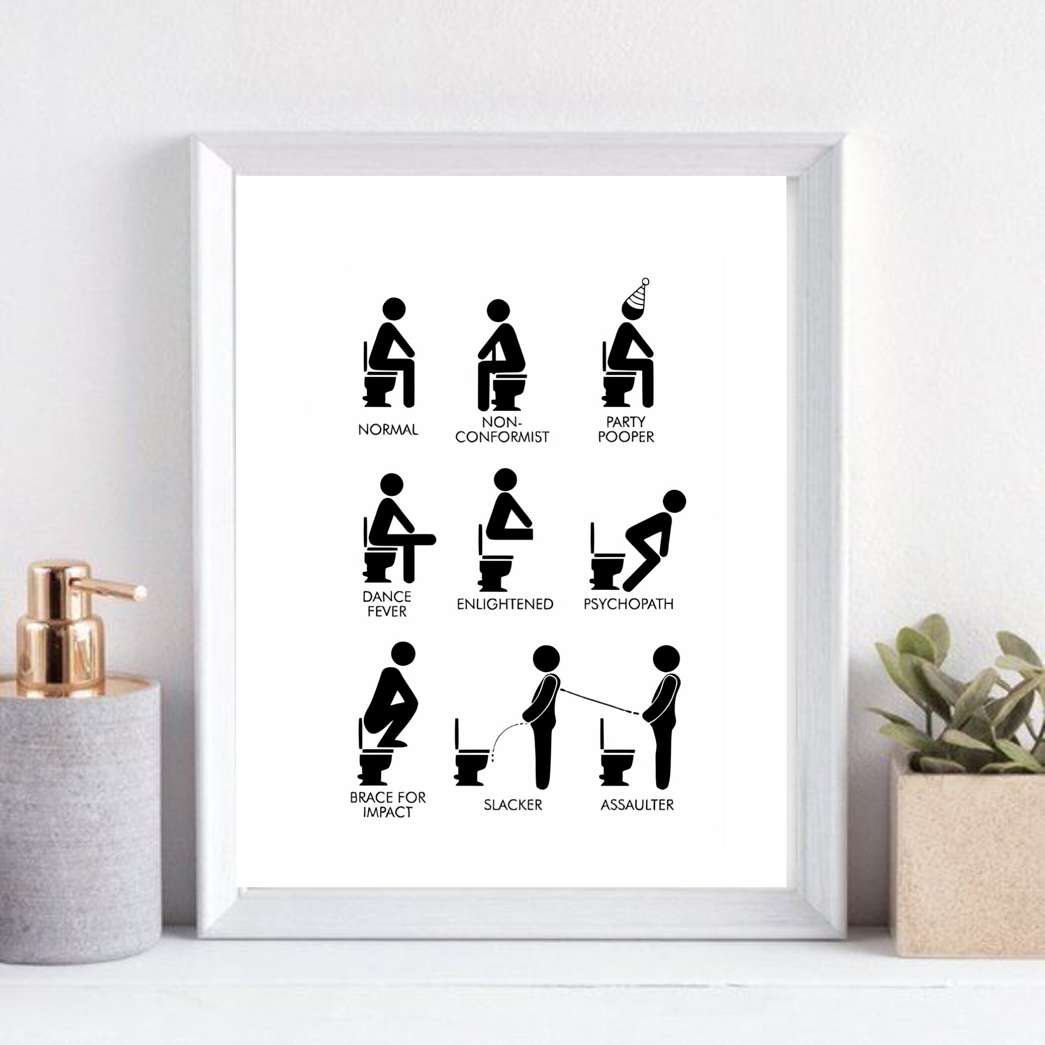 Bathroom Prints, Digital Funny Bathroom Decor, Bathroom Prints ...