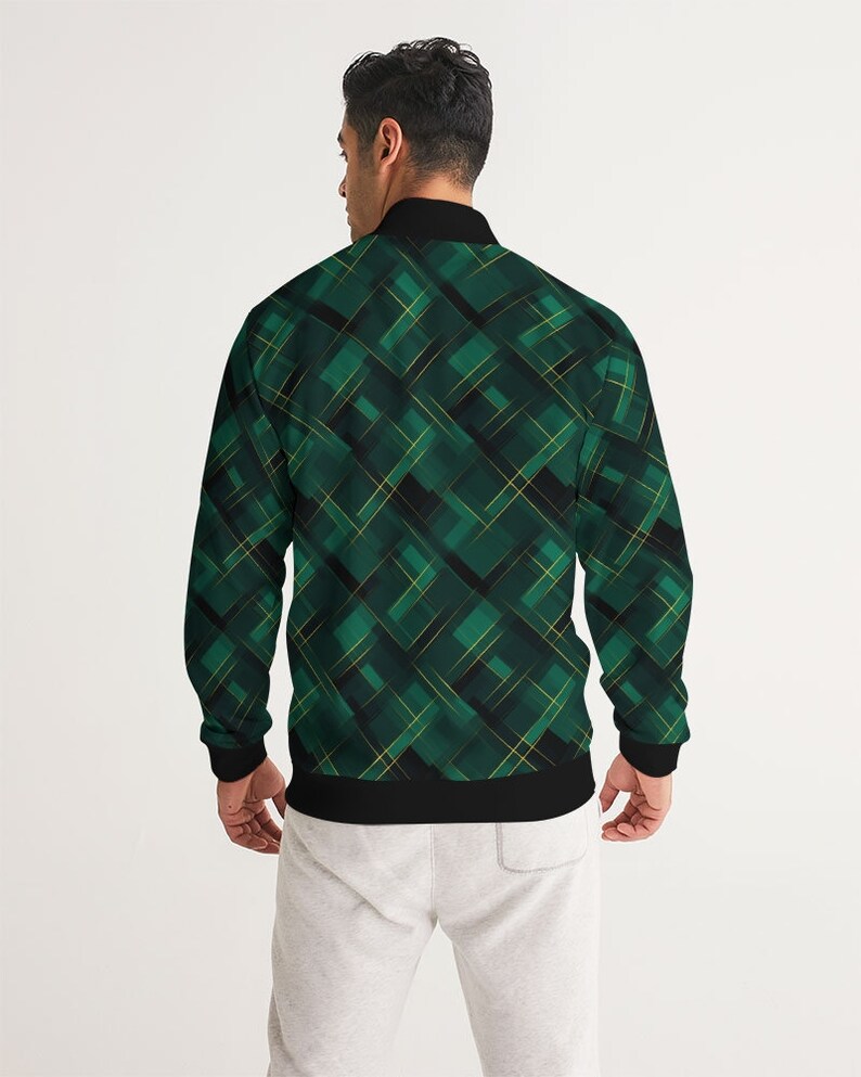 Deep Green Modern Plaid Track Jacket - Etsy