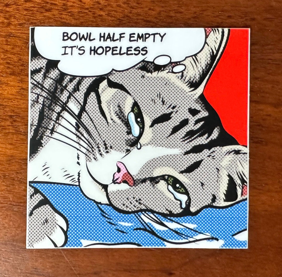 Pop Art Lichtenstein-style Tabby Cat Vinyl Sticker for Water Bottles ...
