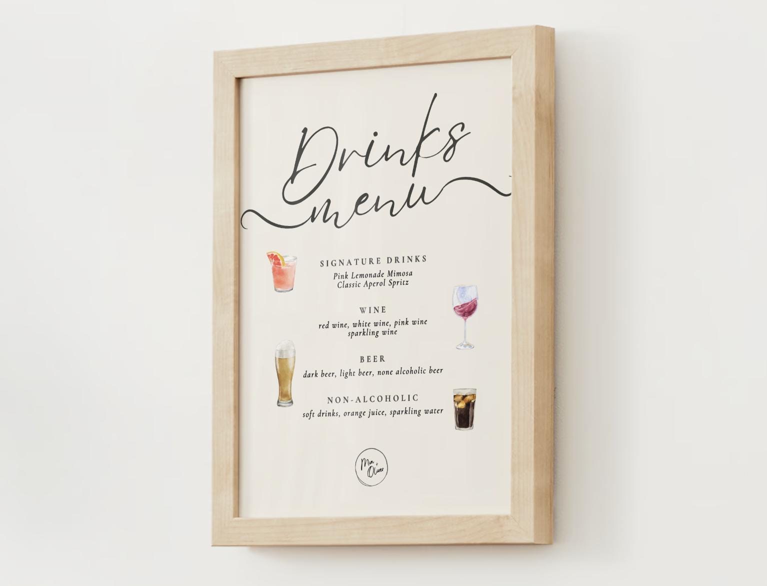 Bar Menu Template, Modern Editable Drink Menu, Minimalist Printable Bar ...