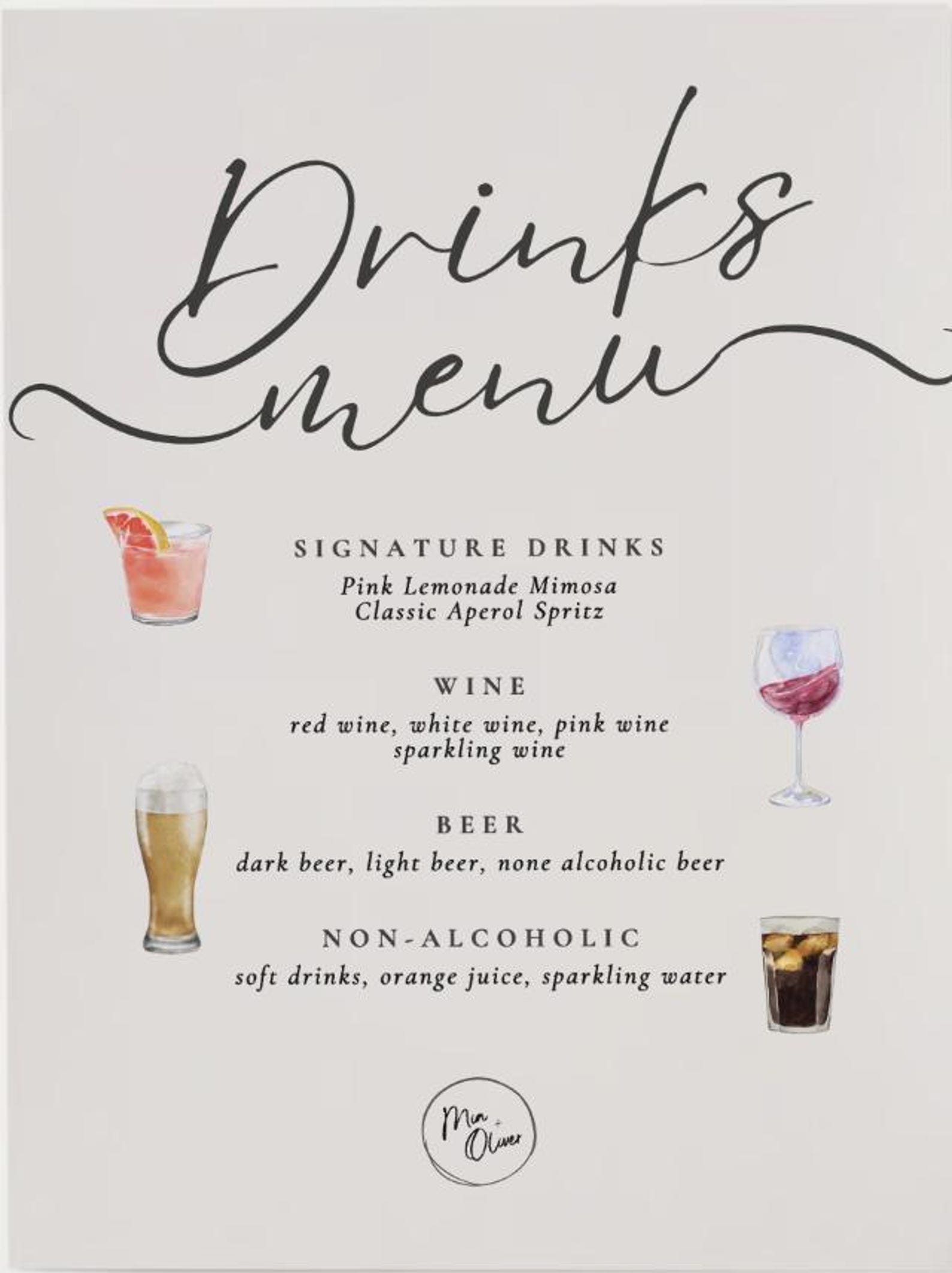 Bar Menu Template, Modern Editable Drink Menu, Minimalist Printable Bar ...