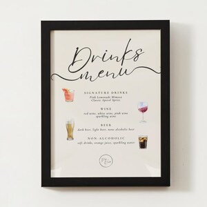 Bar Menu Template, Modern Editable Drink Menu, Minimalist Printable Bar ...